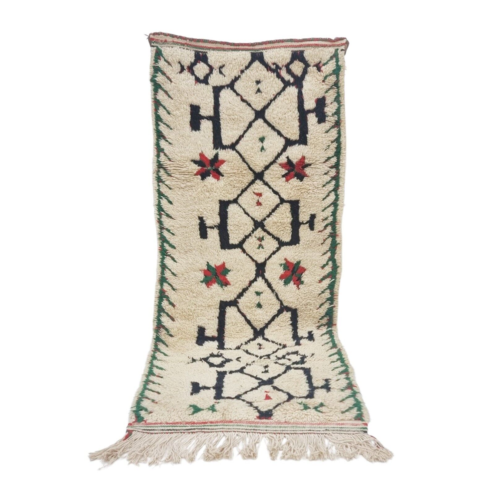 DARLA – Bohemian Beige Vintage Geometric 2’1”x5’5”Rug - Tribal Moroccan Rug